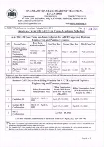 MSBTE Academic Calander 2021-2022 | Top Diploma Engineering College in ...
